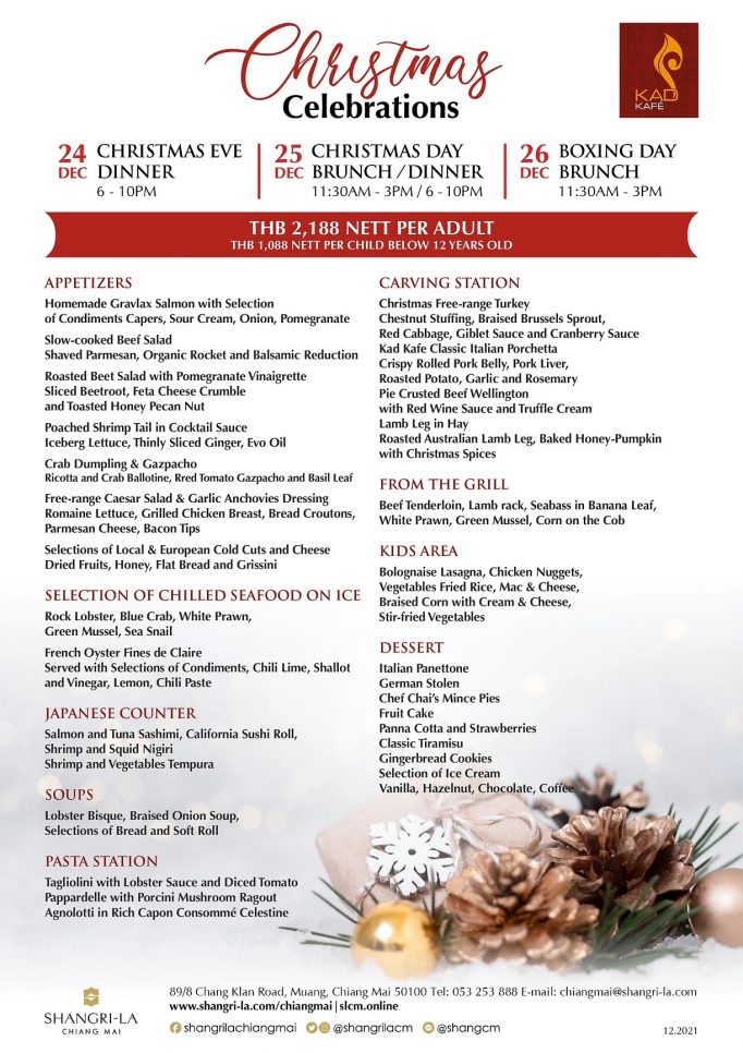Christmas Celebrations Brunch & Dinner at Shangri-La Chiang Mai
